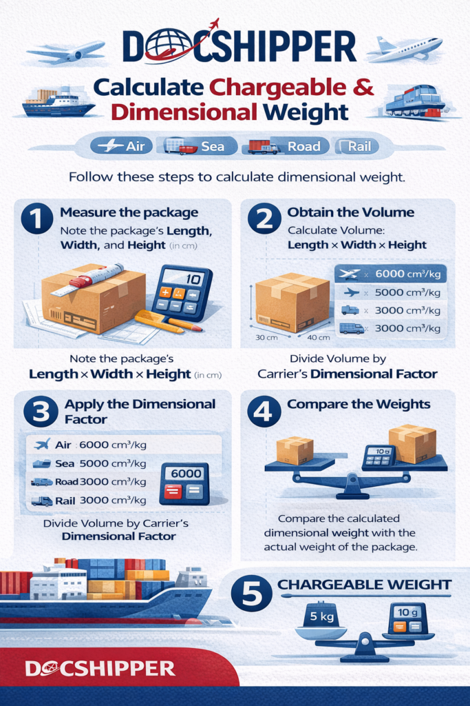 Calculate Chargeable and Dimensional Weight [Air, Sea, Road]