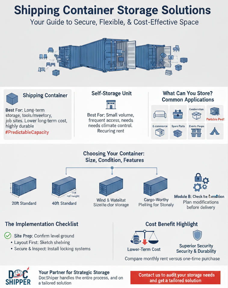Shipping Container Storage Solutions: Guide in 2026